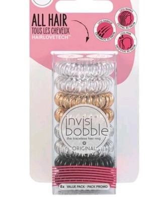 Invisibobble Original Spiral Hair Rings Hair Ties - Black, Clear, Rose ...