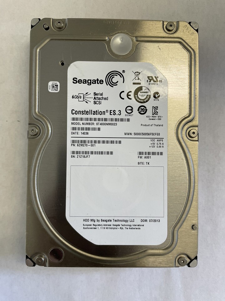 Seagate ST4000NM0023 3.5 4TB 7.2K SAS 6Gb/s 128MB 9ZM270-001 ...
