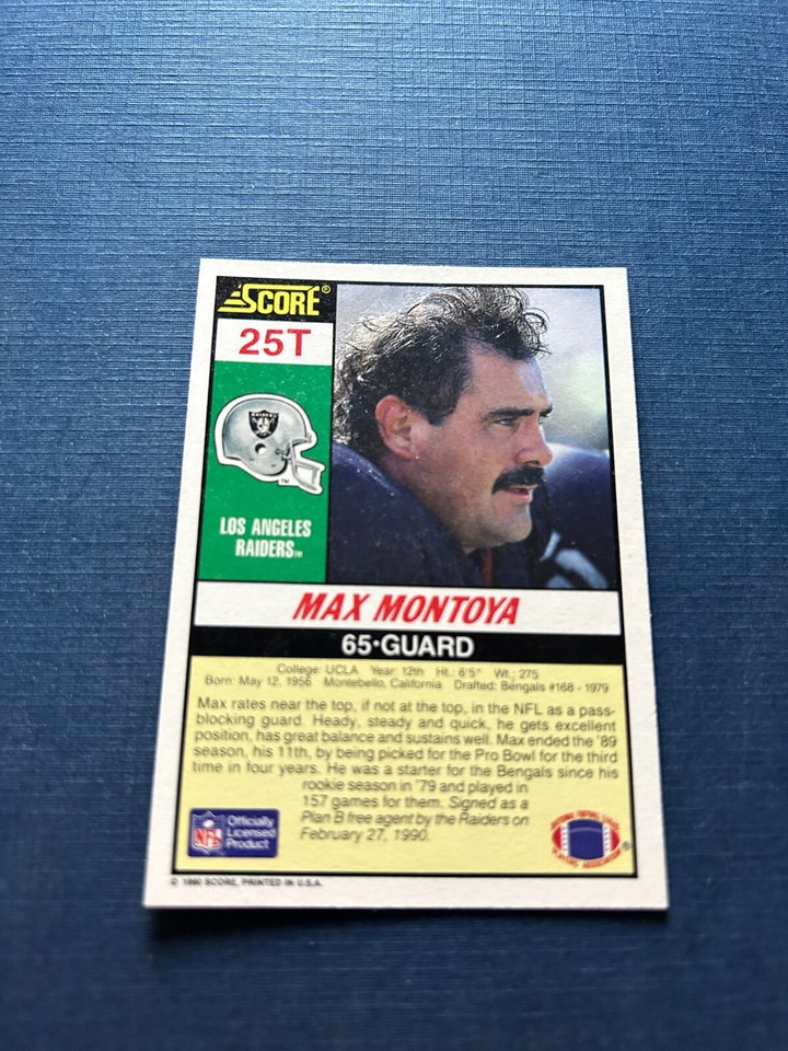 1990 Score Supplemental Football Max Montoya #25T Set Break NM | eBay