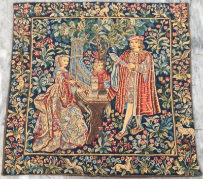 Vintage French Tapestry Medieval Pictorial Wall Decor Tapestry 2x2 ft ...