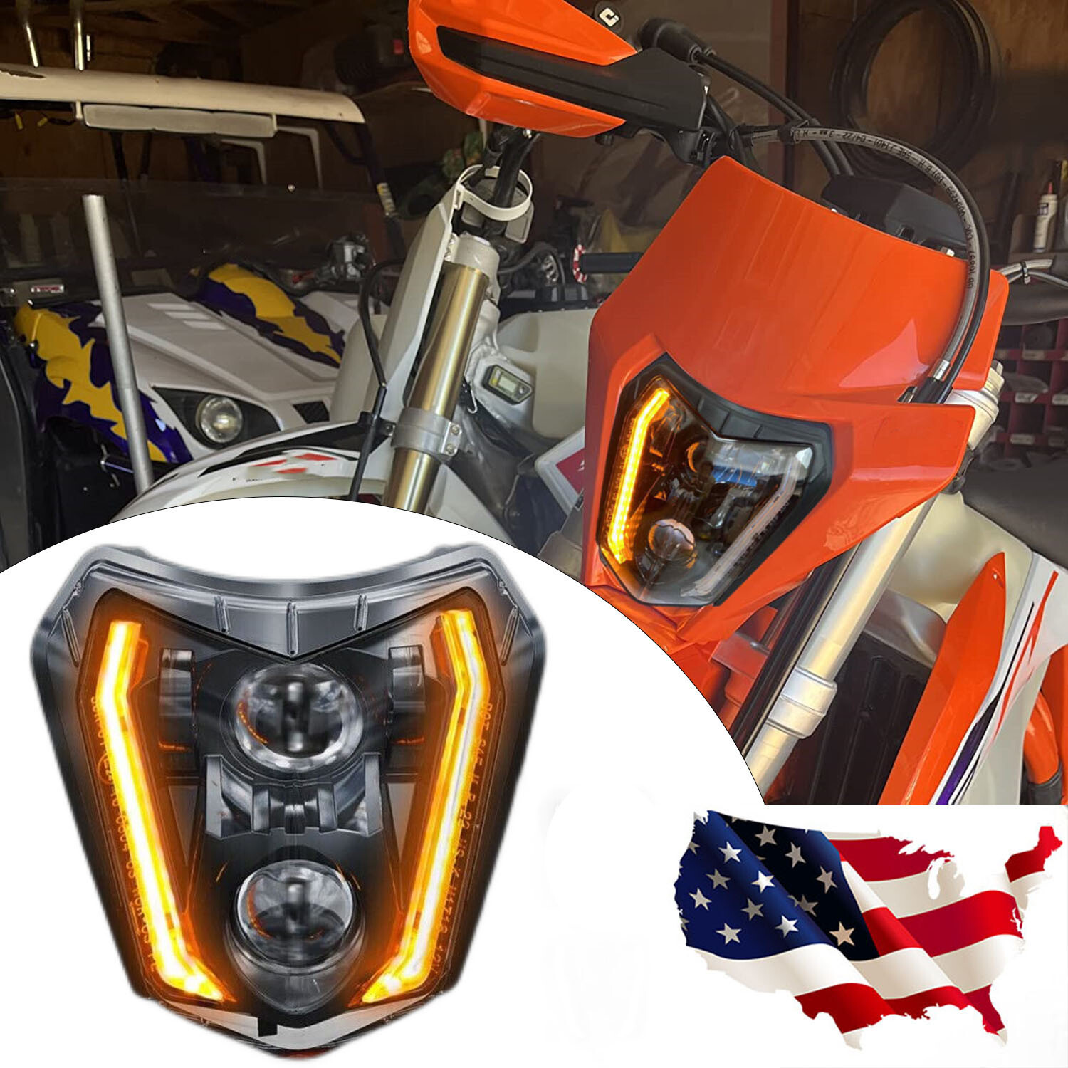 LED Headlight w/Turn Signal Lamp For KTM 200 250 300 450 500 XCW 350 ...