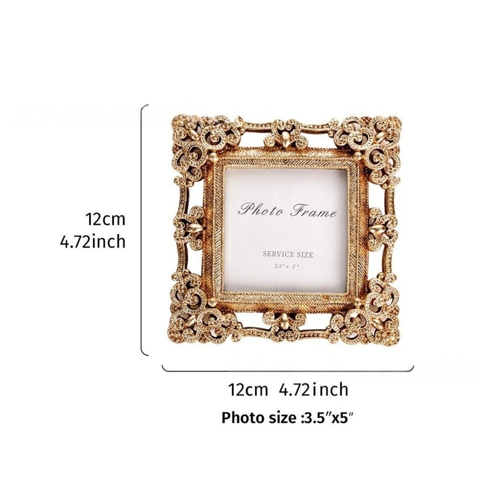 Tabletop Photo Holder Vintage Gold Frame Easel Back Resin Construction ...