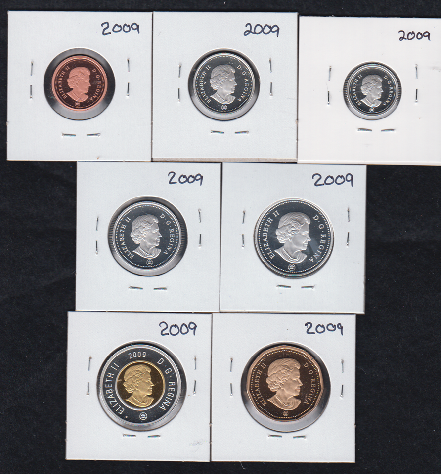 2009 PROOF SET. 7 Coins. 1-5-10-25-50-1.00-2.00-5 Silver. #3014 | eBay