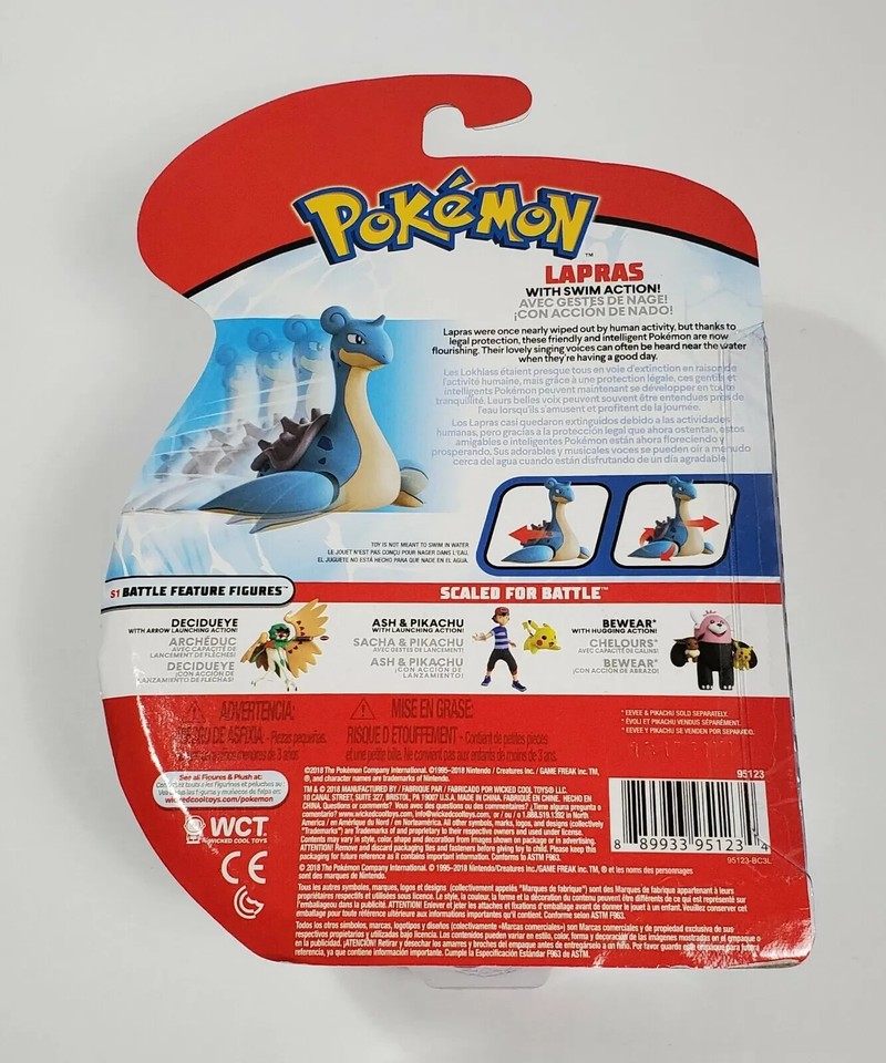 POKEMON LAPRAS BATTLE FEATURE FIGURE WICKED COOL TOYS SERIES 1 MOSC ...