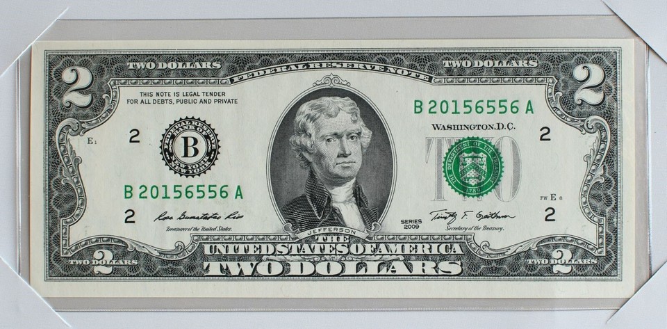 2015 $2 Triple Deuce Set - 2009 Federal Reserve Notes FRNs (2015 Serial ...