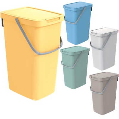 20L Sorting Waste Bin Recycling Segregation Cupboard Slim 5 Colours Lid ...