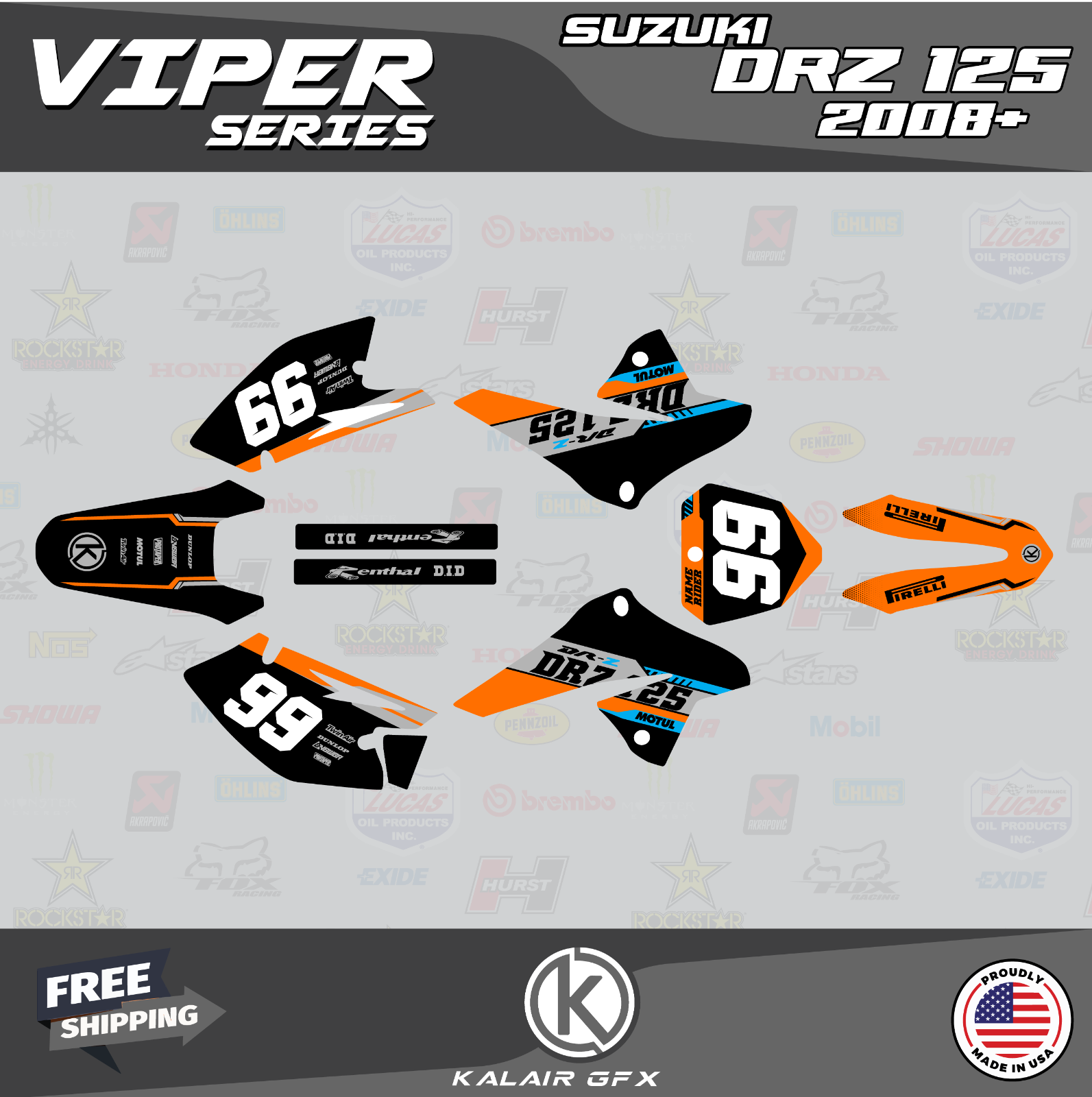 Graphics Decal Kit For Suzuki DRZ125 (2008-2021) DRZ 125 Stickers Viper ...