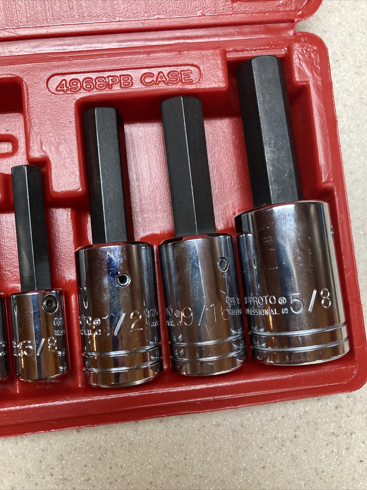 PROTO Professional 4900A 10 PC Hex Bit Socket Set SAE 1/8 to 5/8" in ...