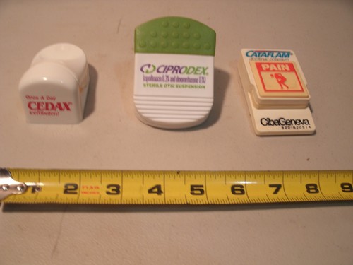 3 OLDER magnetic note holders Pharmaceutical Promo , ciprodex,cataflam ...