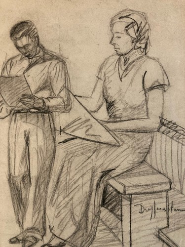 Art Drawing 1930 Old Studio Charcoal Course Man Jean Dreyfus Stern ...