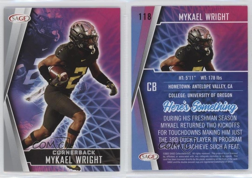 2022 SAGE High Series Silver Mykael Wright #118 6ts | eBay