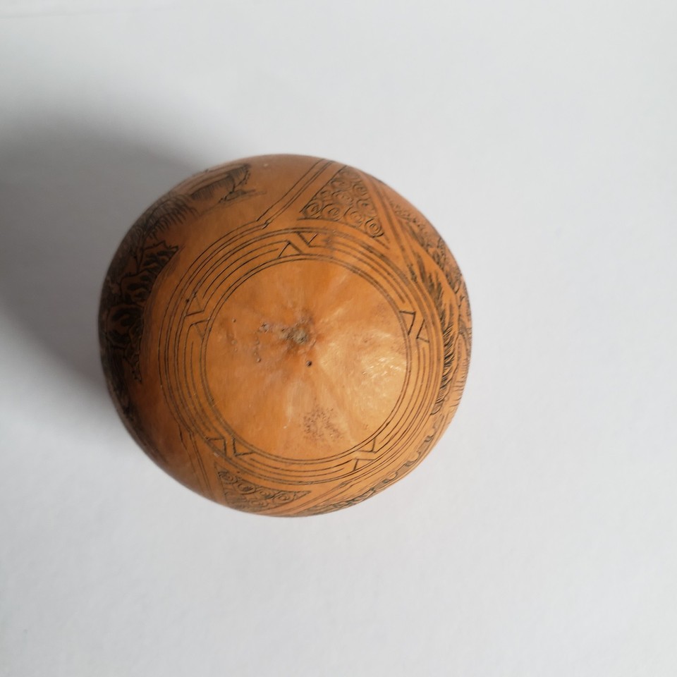 Beautiful Chinese Lanzhou gourd rattle. Intricately carved fruitwood ...