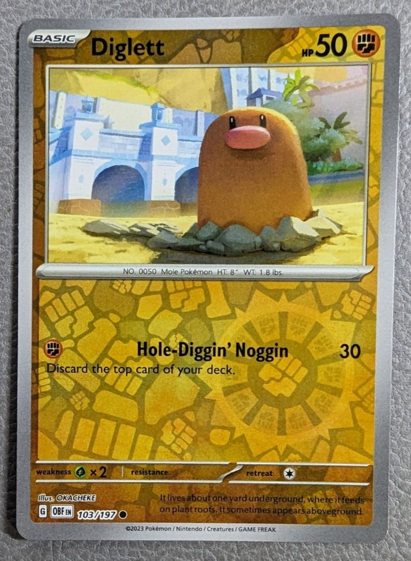 Diglett Reverse Holo NM OBF 103/197 Obsidian Flames Pokemon Card | eBay