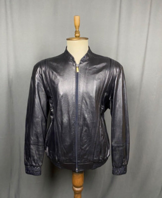 Zilli Men's Blue Leather Silk Paisley Lining Bomber Jacket Size 54 | eBay