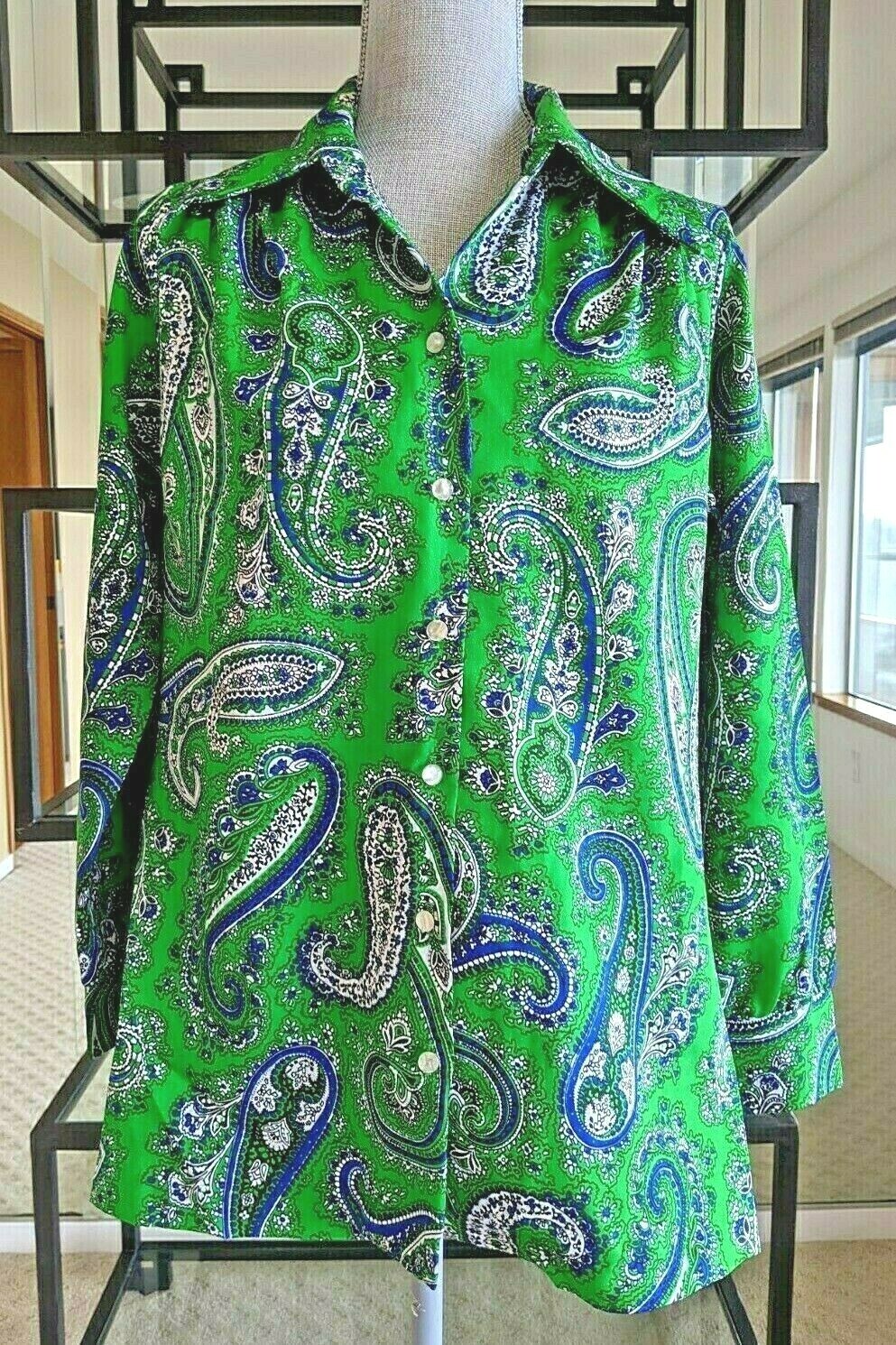Vintage 1970s LEE MAR Polyester PAISLEY SHIRT Psyched… - Gem