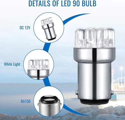 4 Pieces Led 90 Bulb 1004 Led Bulb DC 12V Marine Led Bulbs BA15D Boat ...