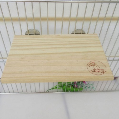 Parrot Bird Standing Platform Wood Square Cage Board Hamster Pet Budgie ...
