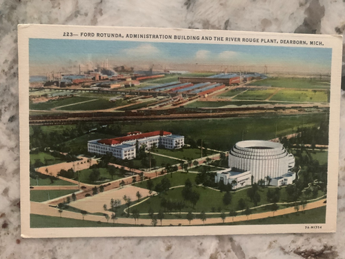 Dearborn Michigan Ford Rotunda Administration Building Linen Postcard ...