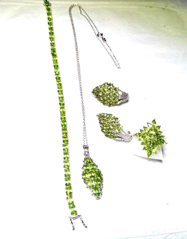 Peridot Full Parure in Sterling Silver | eBay