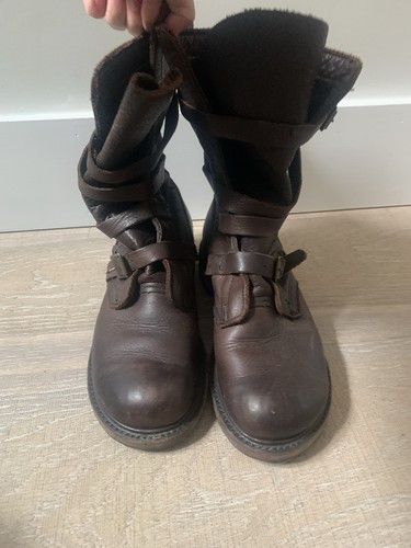 Vintage Shoe Company Black Jennifer Tanker Leather Boots Size 8, Hunger ...