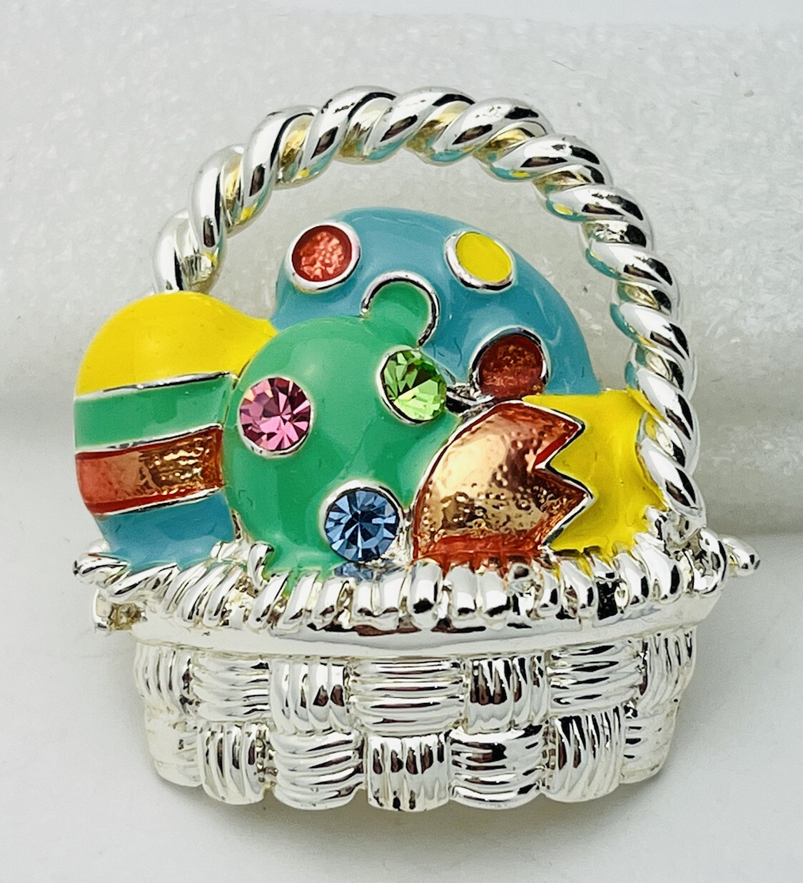 Enamel Crystal Easter Basket Egg Pin/Brooch | eBay
