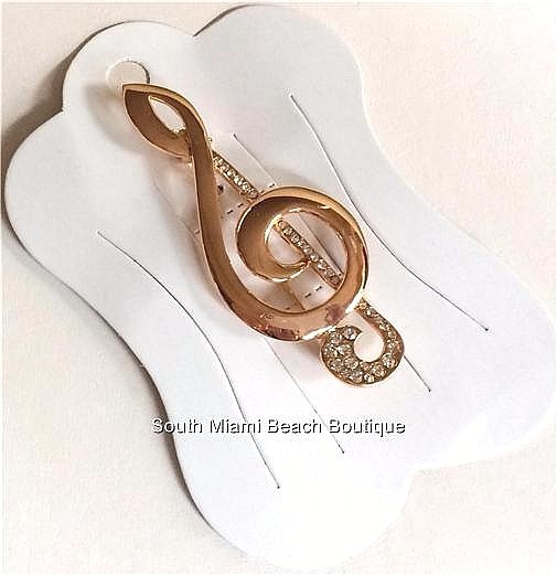 Music Note Pin Brooch Rose Gold Plated Teacher Graduation Gift Crystal ...
