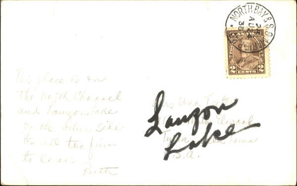 Canada RPPC Lauzon Lake,ON Lodge on North Channel,Snowshoes 1936 ...