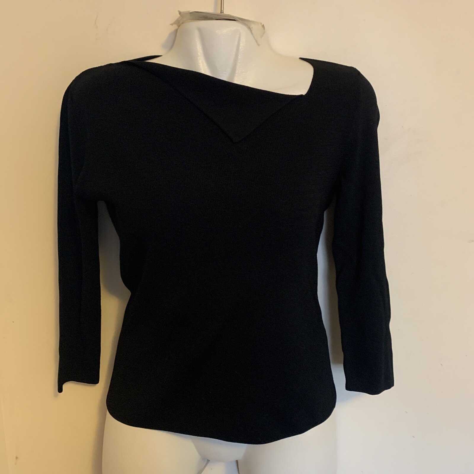 Cyrus Women’s Black Top With Asymmetrical Cut Neckline Long Sleeves ...