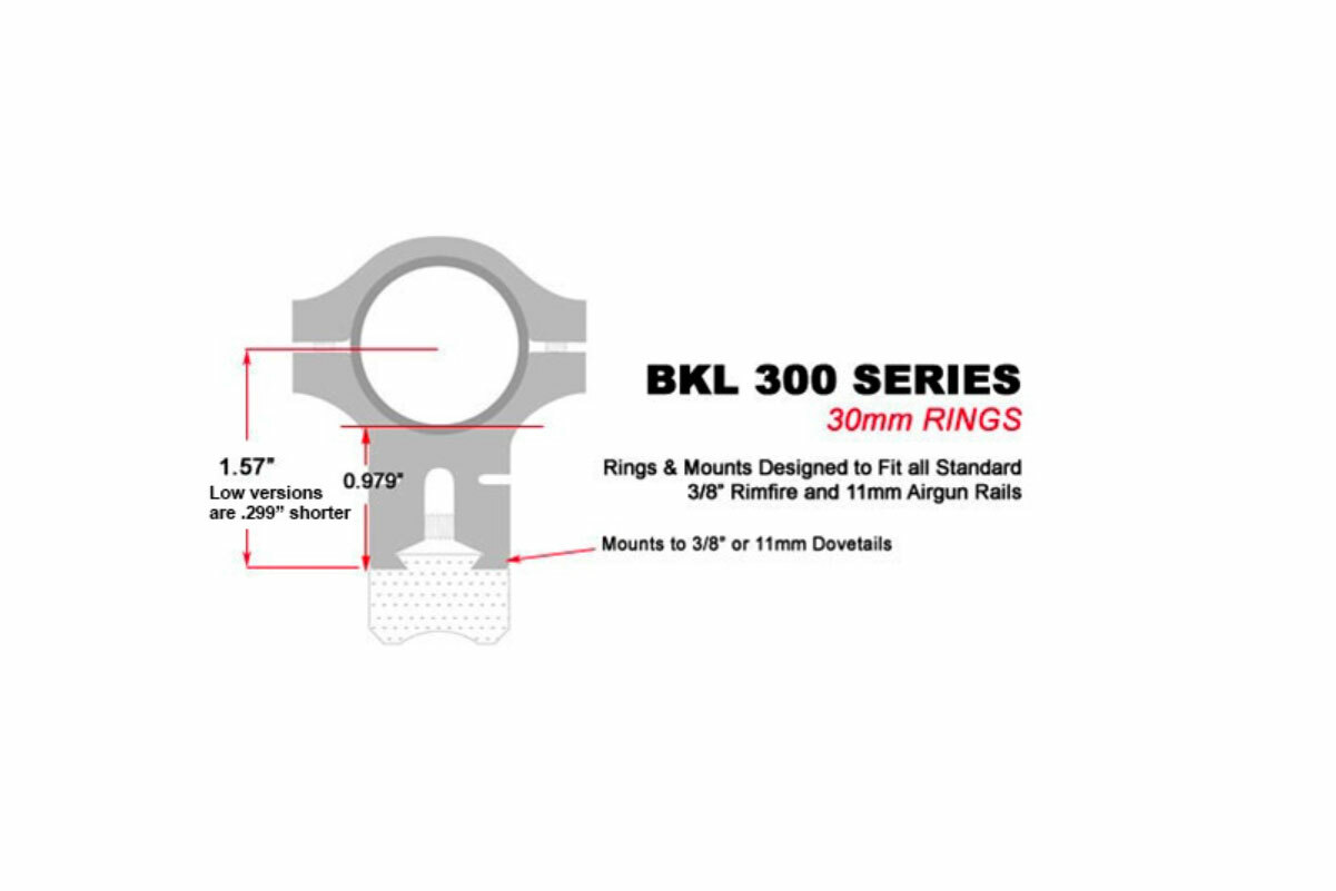 BKL Single 30mm Single Strap Ring 3/8 or 11mm Dovetail .60 Long Low ...