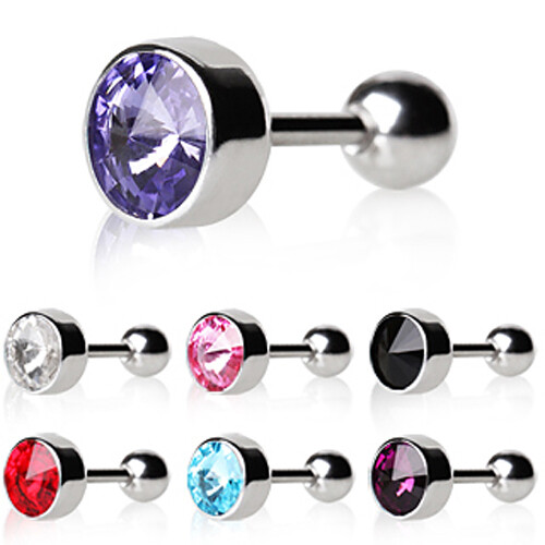 Cartilage Tragus Bar with Set CZ Gem Surgical Steel 1.2mm | eBay