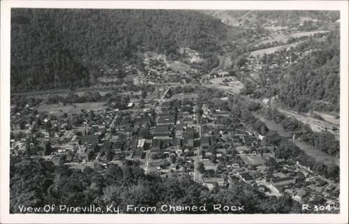RPPC Aerial View of Pineville KY from Chained Rock Cline R-304 Bell ...