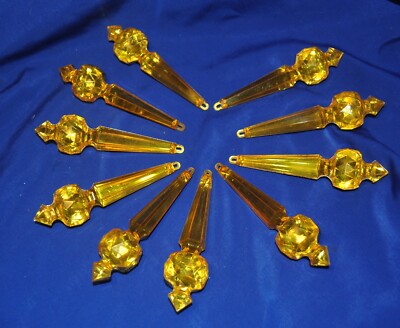 10 VTG JEWELBRITE 1950'S GOLD PLASTIC XMAS ORNAMENTS, GEOMETRIC ICICLES ...