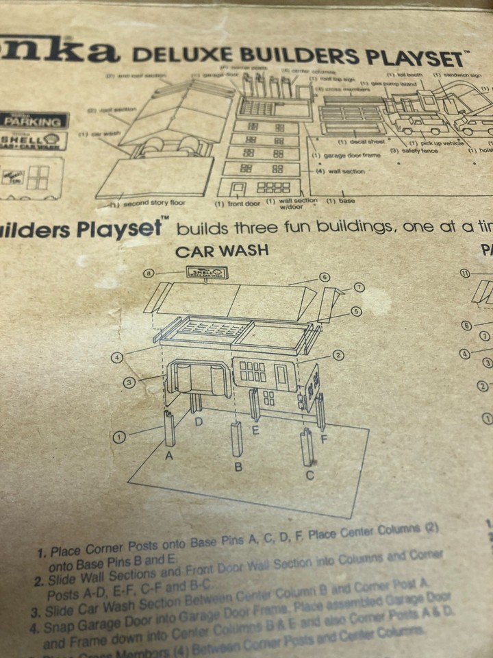 Vintage Tonka Builder Deluxe Shell Gas/ Wash Station Playset 5051 1979 ...