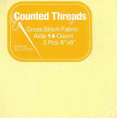 Counted Threads Yellow Aida 14 Count 3 Pieces 6" x 6" All Cotton Fabric ...