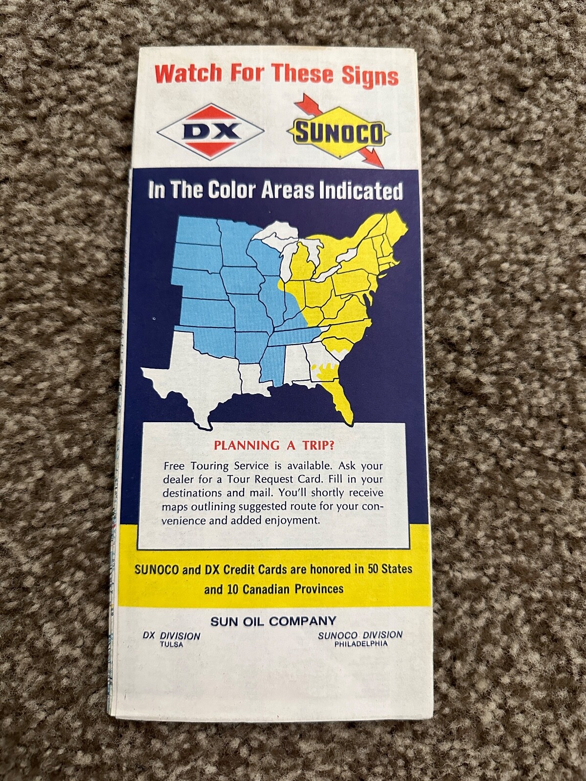 1969 SUNOCO DX New York Official State Highway Travel Road Map~Box 001 ...