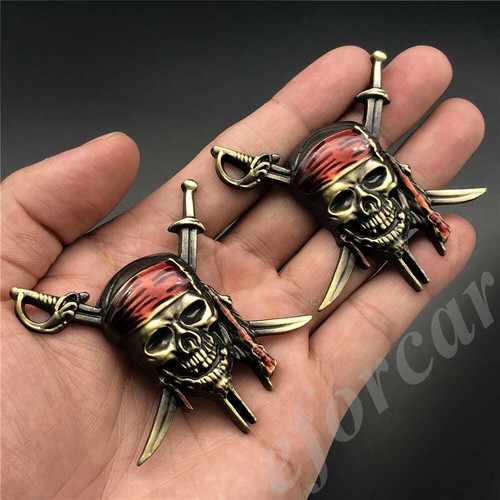 2pcs Bronze Metal Pirate Skull Cross Bones Car Trunk Emblem Badge Decal ...