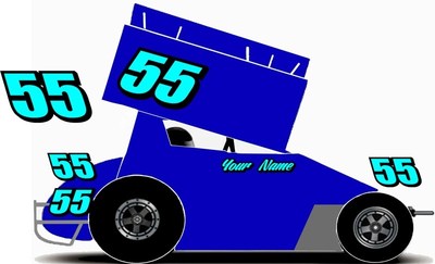 Micro Sprint Car vinyl Racing Custom Decal Sticker Number Kit | eBay