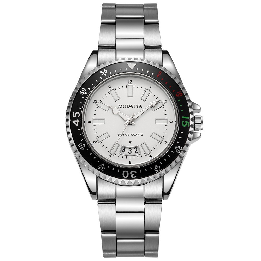 MODAIYA Fashion Stainless Steel Mens Watch Casual Calendar Quartz Wrist ...