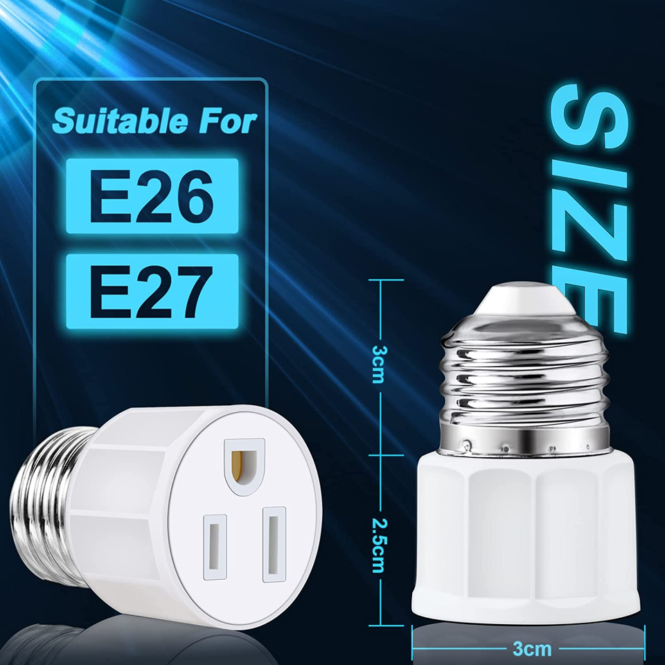 Enchufe De Luz 3 Puntas Para Enchufar Adaptador E26/E27 Salida Bombilla 2 PACK | eBay