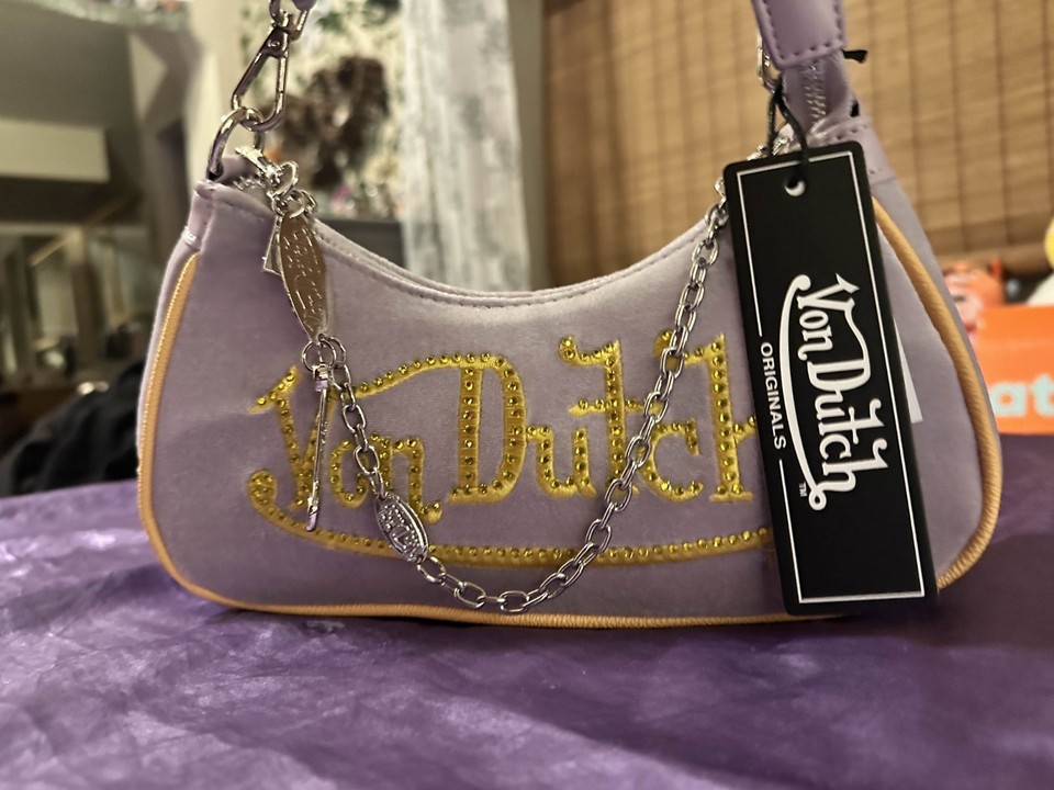 NWT Von Dutch Purple & Yellow Shoulder Bag with Detachable Charm Y2K | eBay