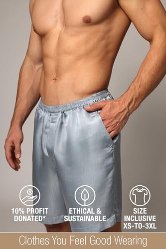 Luxury Artisan Silk Boxer Shorts For Men, 27mm Washable Large Silver ...