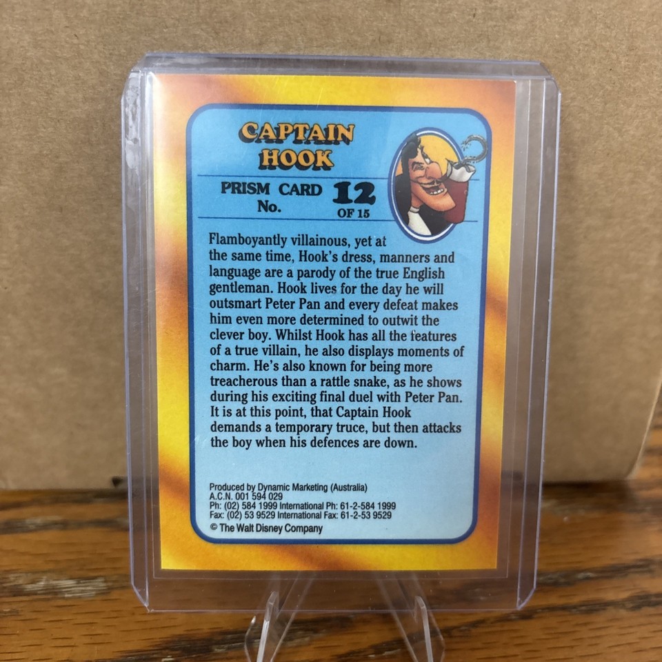 Disney Classics #12 Captain Hook Prism Card 1992 Australia Dynamic ...
