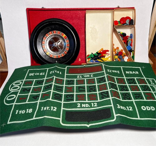 Vintage 8 Inch Mini Roulette Wheel, Horses Multi Game. In Original Red ...