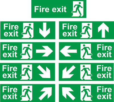 EMERGENCY EXIT SIGNS - DIRECTIONAL SIGNS - EMERGENCY EXIT - STICKER ...