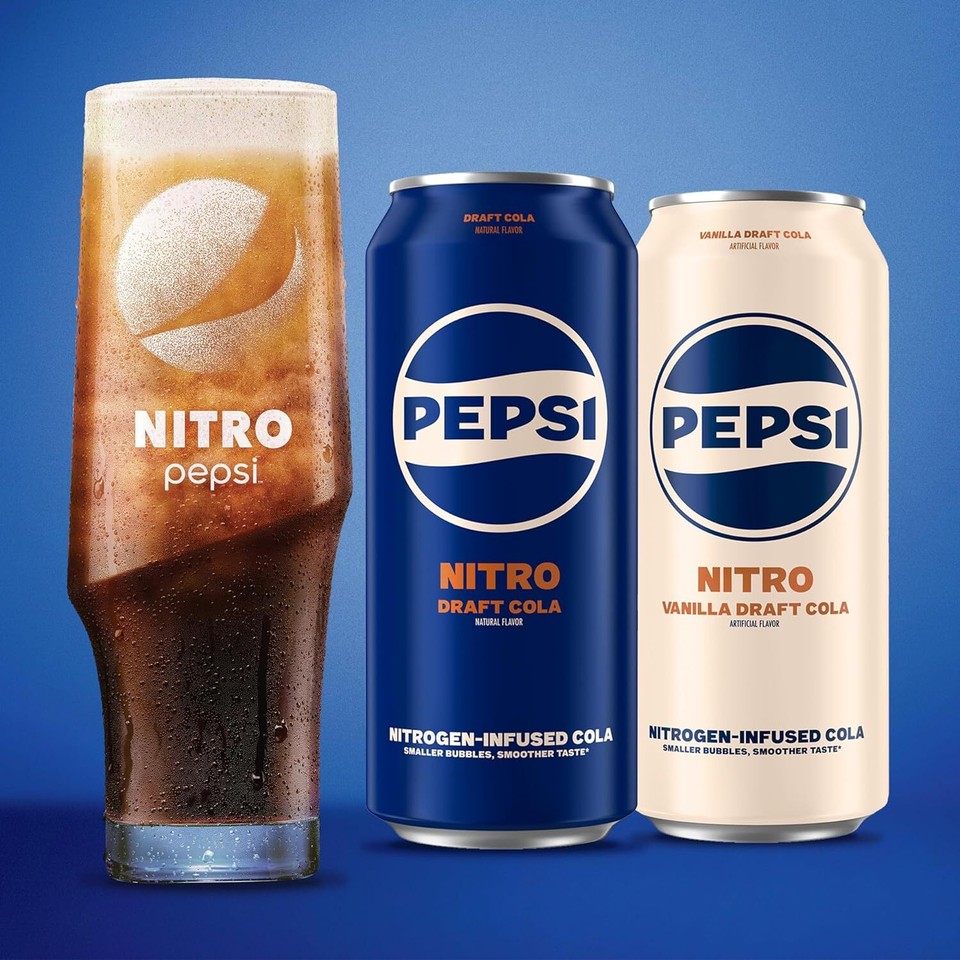 (12 Pack) Pepsi Nitro Infused Soda, Draft Cola & Vanilla Variety, 13.65 ...