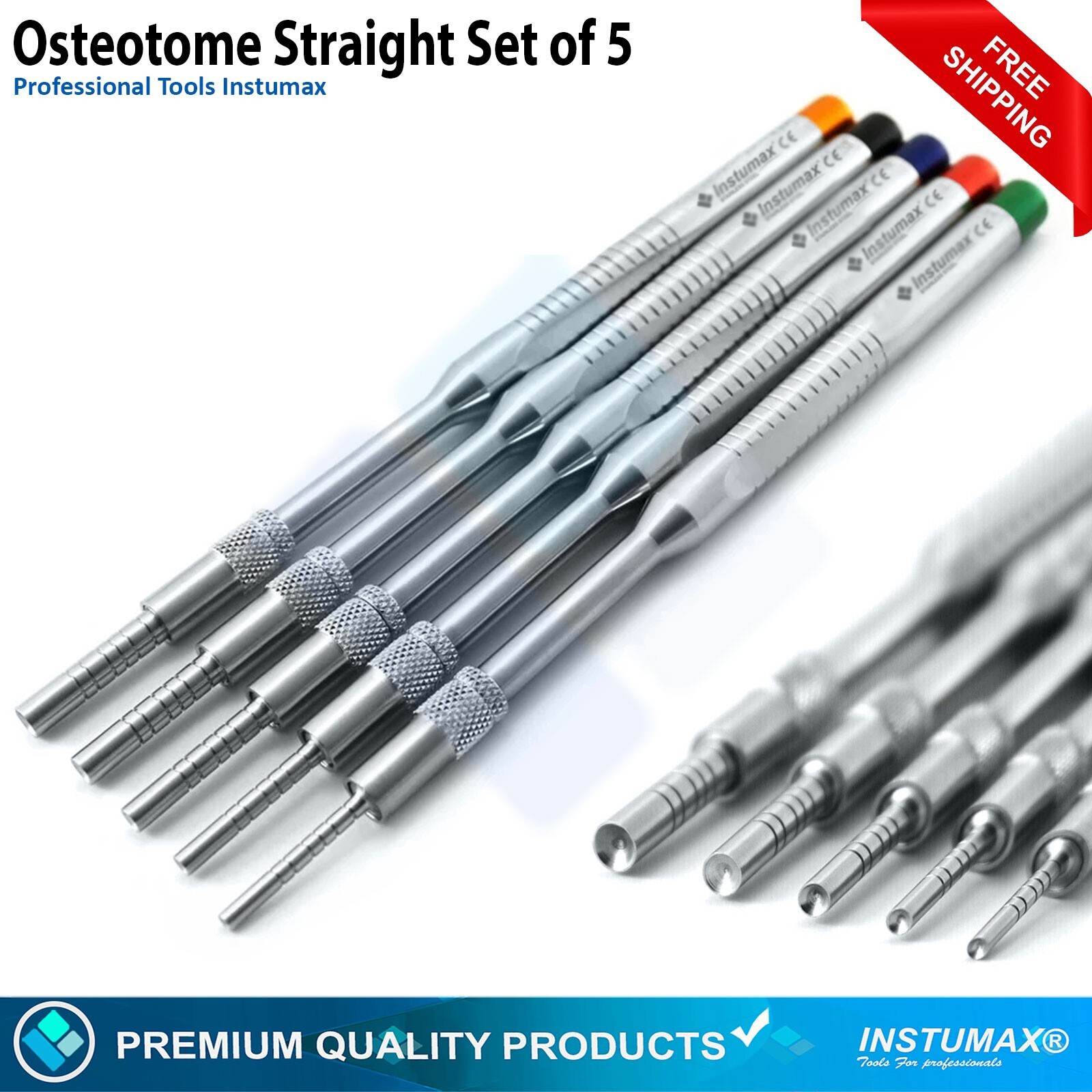 Dental Straight Tip Osteotomes Surgical Spreading Set of 5 New ...
