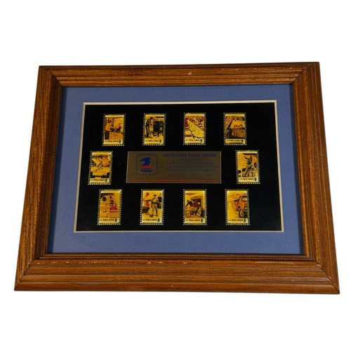 USPS Framed METAL Postage Stamp 10 Vintage Postal Service Metal Pin ...