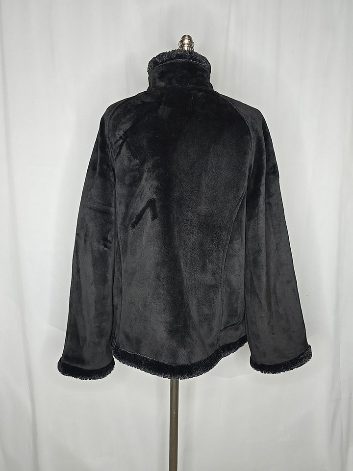 GREEN TEA WOMEN Black Plush Fleece Zip Jacket Coat Size XXL Soft & Warm ...