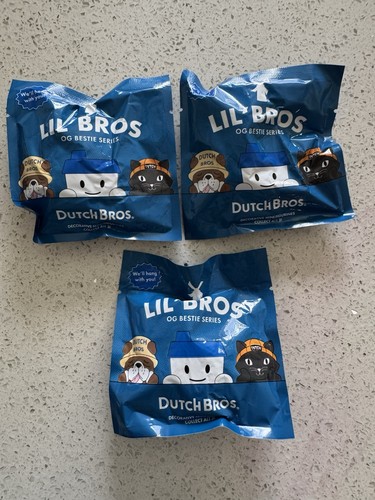 DUTCH BROS Set of 3 “LIL’ BROS” OG Bestie Series Mini Figures Mystery ...