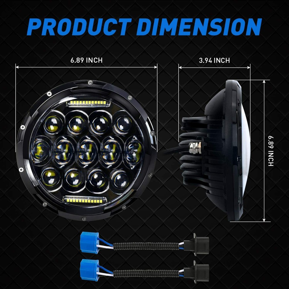 For Yamaha YBR 125 Custom 7" Motorcycle LED Headlight Round Hi/Lo Beam ...